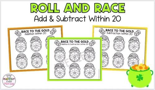 St. Patrick's Day Roll & Race Math Dice Games - Addition & Subtraction ...
