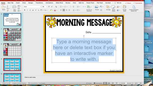 August 2022 Google and PowerPoint Digital Calendar & Morning Meeting