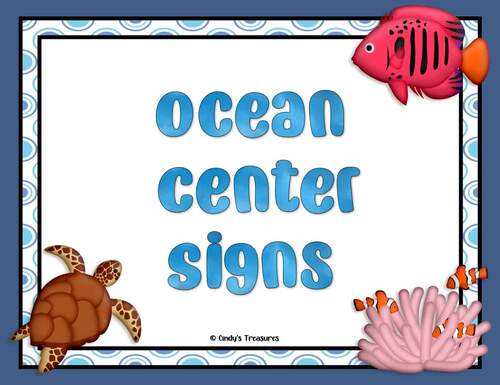 Ocean Center Signs *Editable* by Cindy's Treasures | TPT