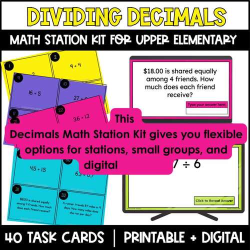 Dividing Decimals Task Cards | 5th Grade Math Stations | Printable ...