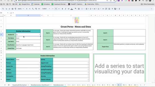 UPDATED! Therapy Session Note Drop Down Generator & Data/Progress Tracker