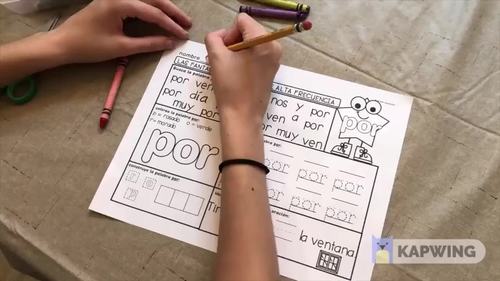 KINDERGARTEN SIGHT WORDS PRACTICE SHEETS IN SPANISH by Fantastic Teacher