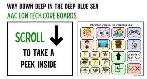 Way Down Deep In The Deep Blue Sea AAC Core Boards by Jennie's Speech Room