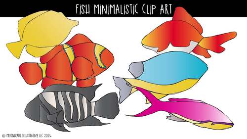 Fish clip art, Minimal Style Mini by Melonheadz Clipart | TPT