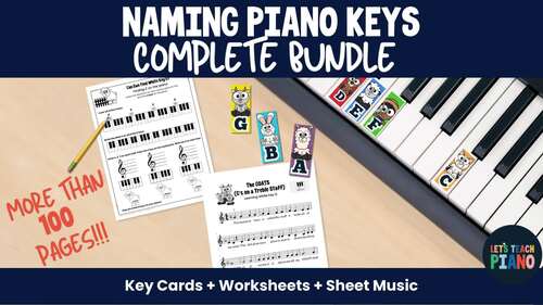 COMPLETE Piano Key Names for Beginners 7 Key BUNDLE Activity Worksheets ...