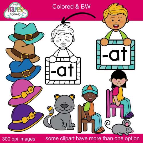 CVC Short Vowel A Clip Art - AT Words by Happy cloud studio-Nada-B
