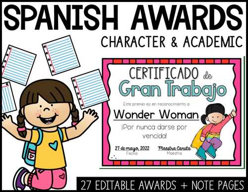 SPANISH End of Year Awards | Editable #EOY by Prekrox | TPT