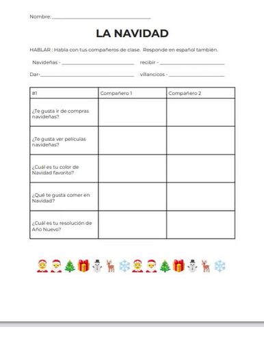 La Navidad - Spanish Christmas Interpersonal Speaking Practice w/5 versions