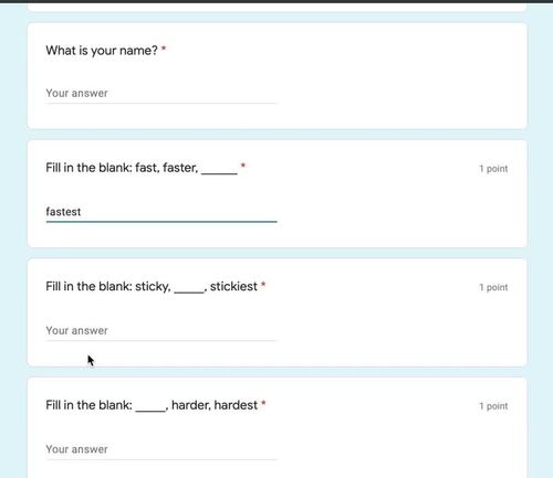 3rd Grade Grammar Google Form Self Grading Assessment Bundle by Primary ...