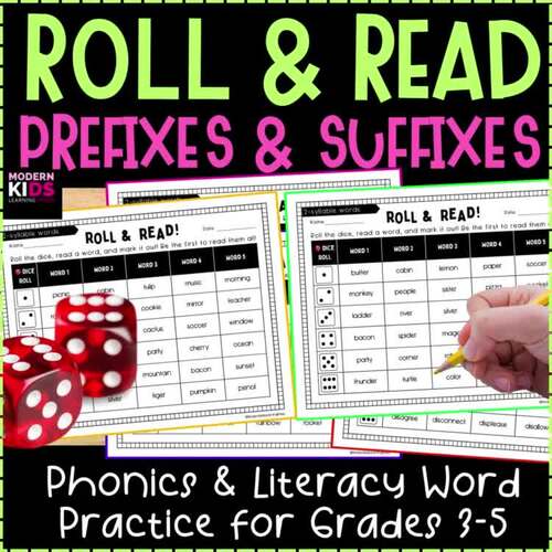 Roll & Read Multisyllabic Words Game | Prefixes & Suffixes Practice ...