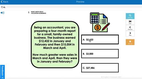 Basic Math Skills Vocation Scenarios | BOOM Cards™ by Charley's Classroom