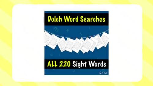 Dolch Word Searches for Pre-Primer, Primer, 1st, 2nd, and 3rd Grade ...