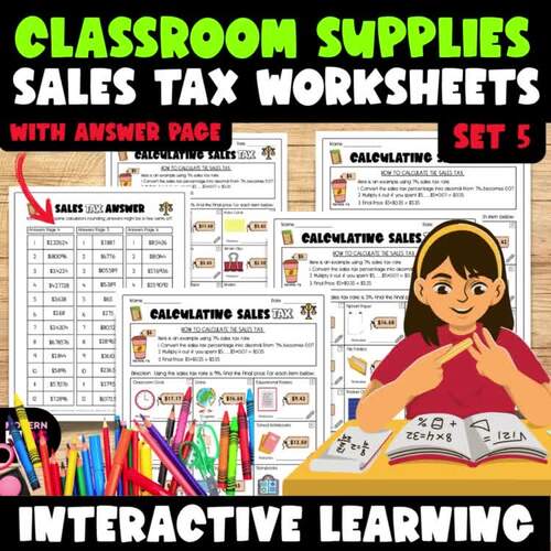 Sales Tax Worksheets for Classroom Supplies | Essential Functional Math ...