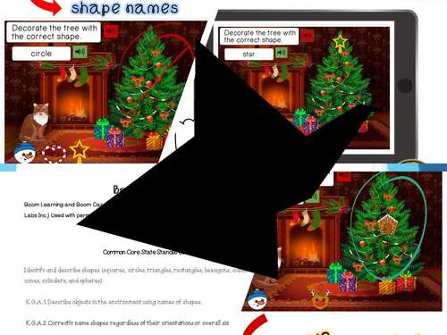 Boom Cards Christmas Tree Ornament Shapes Geometry Self-Correct with Audio