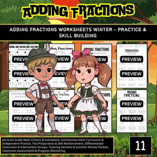 Adding Fractions Worksheets WINTER - Practice & Skill Building | TPT