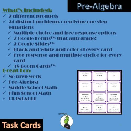 Solving One Step Equations Practice on Google Forms | Boom | Task Cards ...