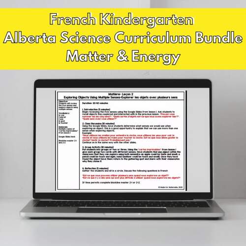 BUNDLE- French Kindergarten Science- Matter and Energy- New Alberta ...