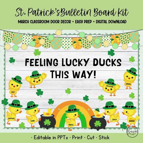 St. Patrick's Day Bulletin Board | Lucky Ducks March Door Decor & Activity