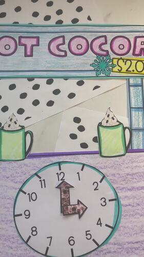Telling Time Hot Chocolate Craft | Winter Bulletin Board | TPT