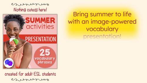 Summer Activities Vocabulary Presentation for Adult ESL Seasonal Vocabulary