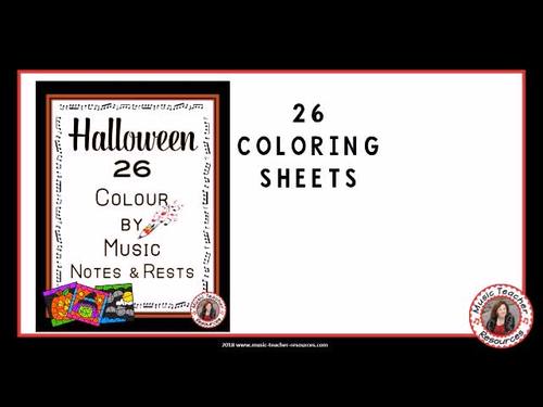 Halloween Music Coloring Sheets - Color by Notes and Rests | TPT