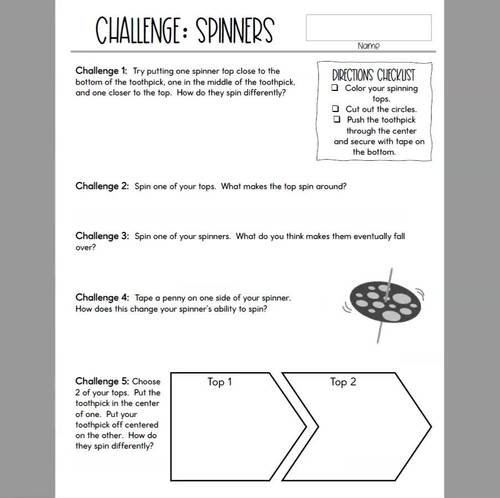 STEM Challenge: Spinning Tops by STEM Starters | TPT