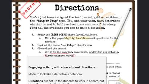 CSI: Slip or Trip? Argument Writing / CER Paragraph by TheFarmGirlTeacher