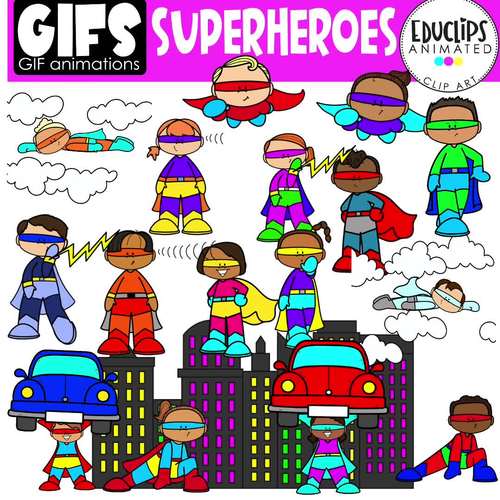 GIFs - SUPERHEROES - Animated Images - {Educlips} by Educlips Clip Art