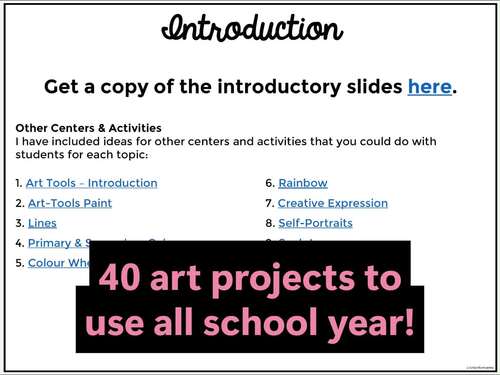 Year-Long Art Continuum - 40 art projects and art lessons | TPT