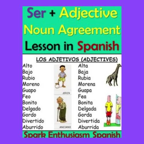 Ser and Adjective/Noun Agreement Spanish Lesson - Los Adjetivos con Ser