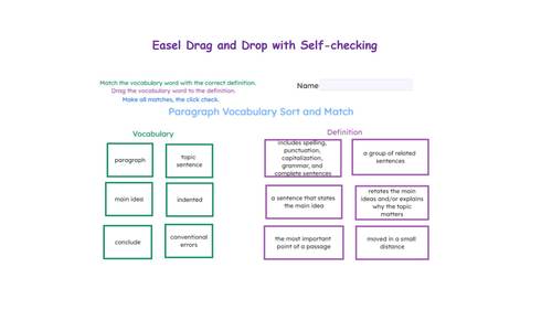 4th Grade NYS ELA Module 1B-Paragraph Vocabulary Sort & Match-Printable ...