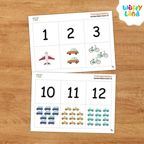 Transportation Number Match Cards 1-12 | Counting Game & Math Center ...