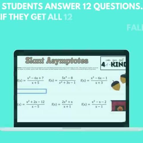 Slant Asymptote 4 of a Kind DIGITAL Activity by Sun Sine | TPT