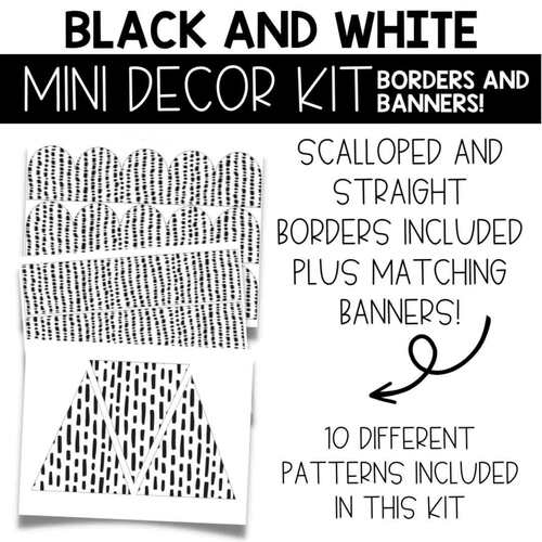 Black and White Mini Decor Kit / Bulletin Borders Decor by Sadie Piper ...