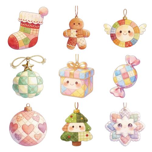 Kawaii Christmas Ornaments Clipart Set – 26 Transparent PNGs, | TPT