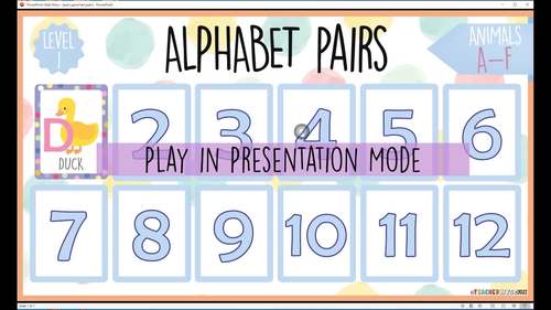 Digital Pairs for PowerPoint | Alphabet A-Z Animals | Cute Interactive Game
