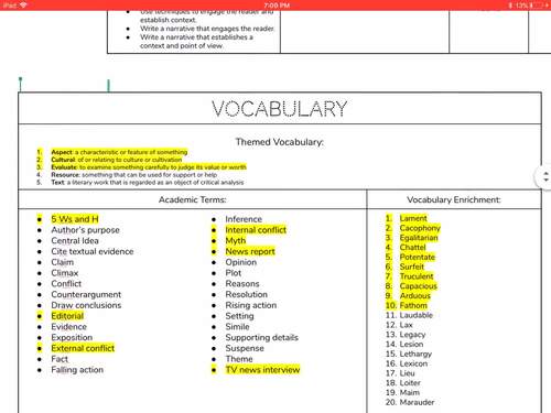 Unit Plan Template (With Vocabulary Page and Weekly Overview Page)