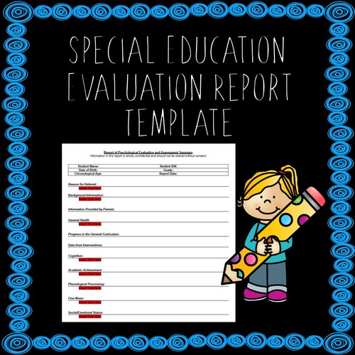 Special Education Evaluation Report Template by In My School Psych Era