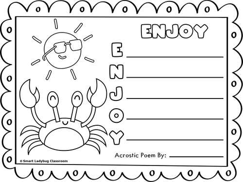 Summer Acrostic Poem Template and Coloring Sheets | End of Year ...