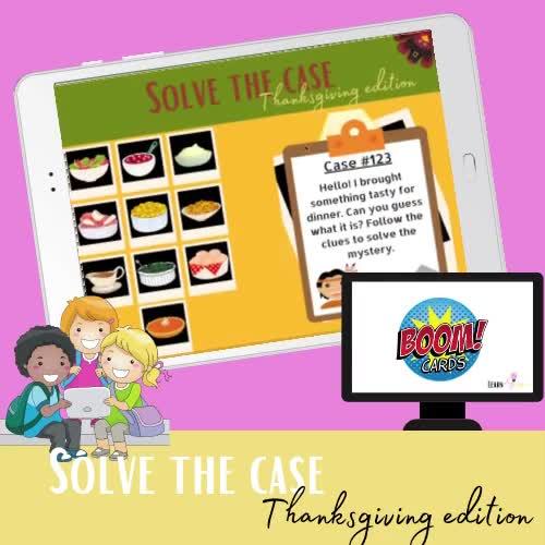 Solve the Thanksgiving mystery BOOMCARDS, problem solving digital PreK ...