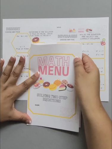 Math Menu Activity // Solving Algebraic Two Step Equations by Algebra ...