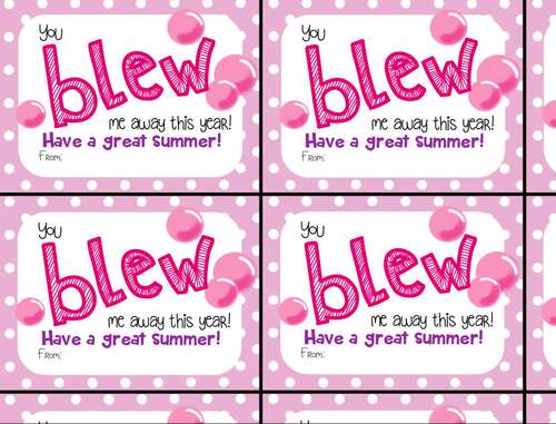 Bubble Gum End of Year Gift Tag- You blew me away this year! | TPT