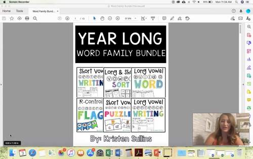 Year Long Word Family Bundle by Kristen Sullins | TpT
