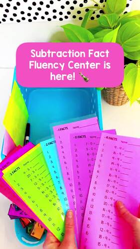 Subtraction Fact Fluency Math Center Subtraction within 10 and 20 Math game