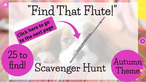 Flute Digital Scavenger Hunt- Puppy Themed- Online Music Game-Sub Friendly