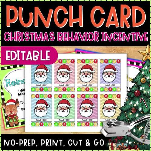 Christmas Punch Card for Classroom Management Behavior Incentives ...