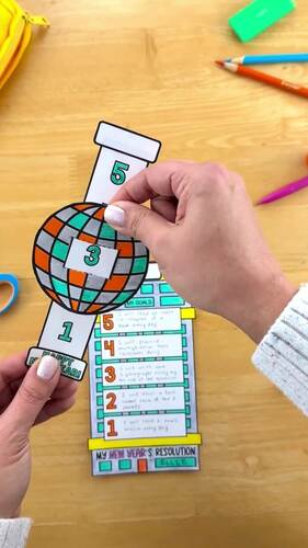 New Years 2025 Goal Setting Writing Craft, Resolutions Bulletin Board ...