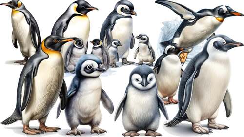 Watercolor Penguins Clipart Set of 20 Files by ArtisticTimberStudio