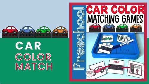 Preschool Math Game Ideas - CAR COLOR MATCHING GAMES by Preschool SOS
