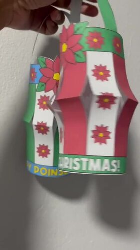 Christmas Poinsettia flower Lantern Craft Printables Classroom Paper ...